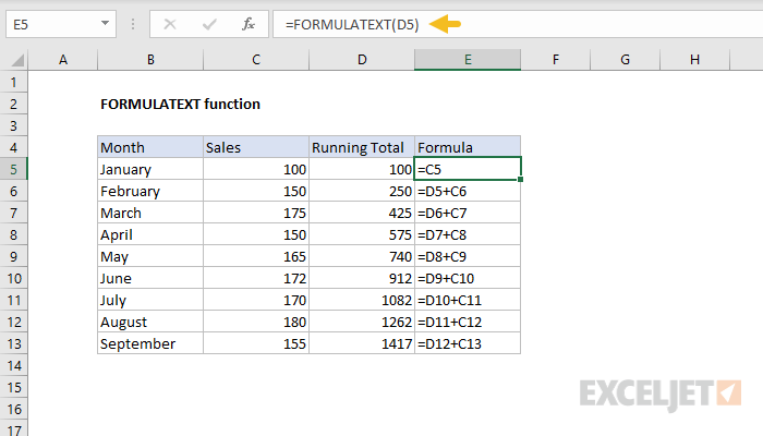 Excel FORMULATEXT Function Exceljet